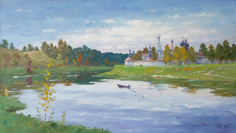 Monastery on the Volga, the city of Staritsa Painting by Alexander ...