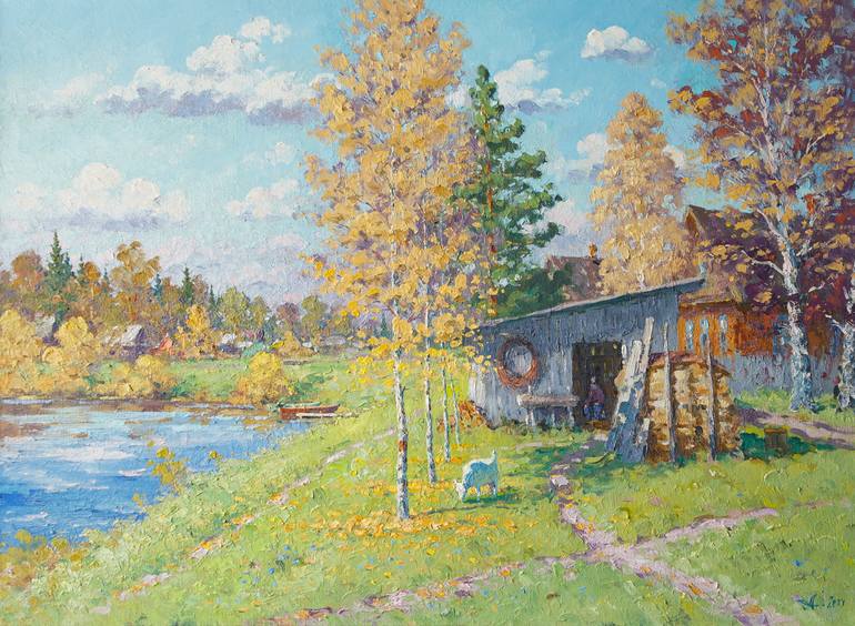 Village Porechye, river Pasha Painting by Alexander Alexandrovsky ...