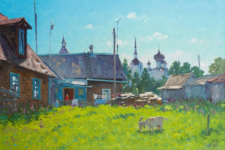 Solovetsky courtyard Painting by Alexander Alexandrovsky | Saatchi Art