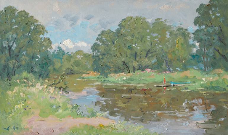 Svistusha river, summer Painting by Alexander Alexandrovsky | Saatchi Art