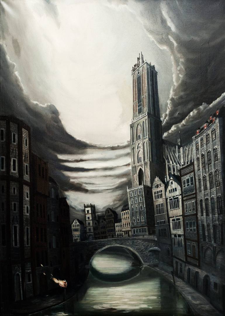 The City of Utrecht in Medieval Times Painting by Tobias de Haan ...