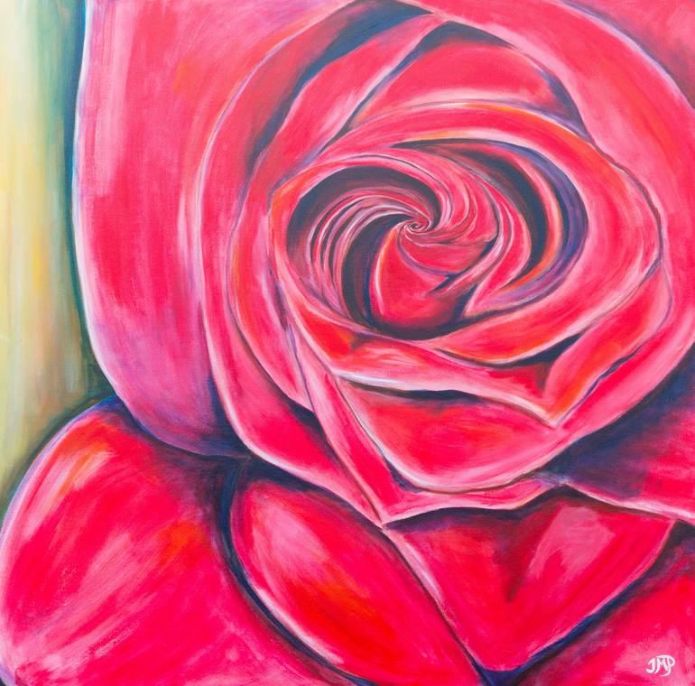Red Rose on Balboa Painting by Tirzah Prettyman | Saatchi Art