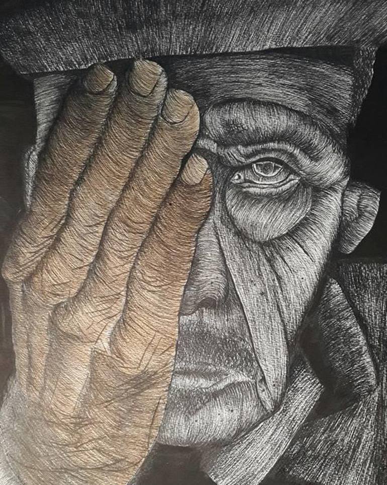 Old Man Time Drawing by Jordy Talbot | Saatchi Art