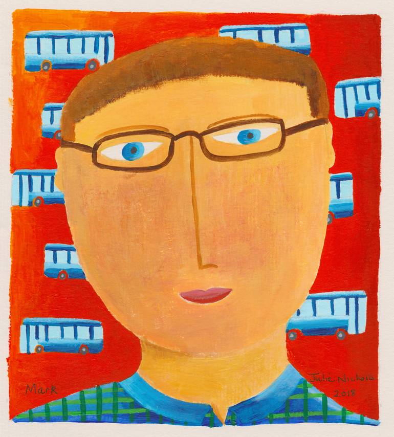 MARK - Male Portrait, Bus Driver Painting Painting by Julie Nicholls ...