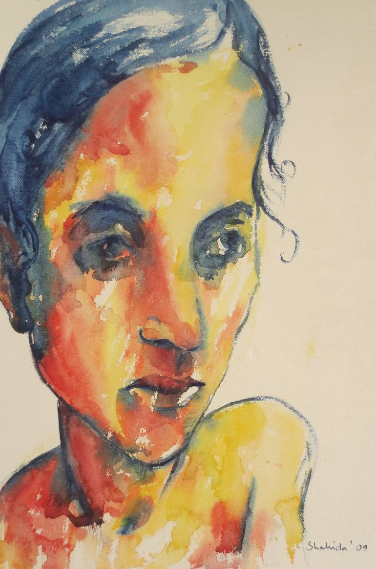 In her thoughts Painting by Shahida Parveen | Saatchi Art