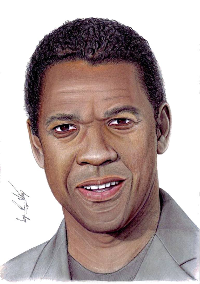 Drawing of Denzel Washington (Color) - By Serge E. Vitry Drawing by ...