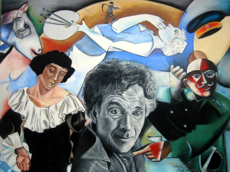 Homage to Mark Chagal Drawing by Leyla Aysel Munteanu | Saatchi Art