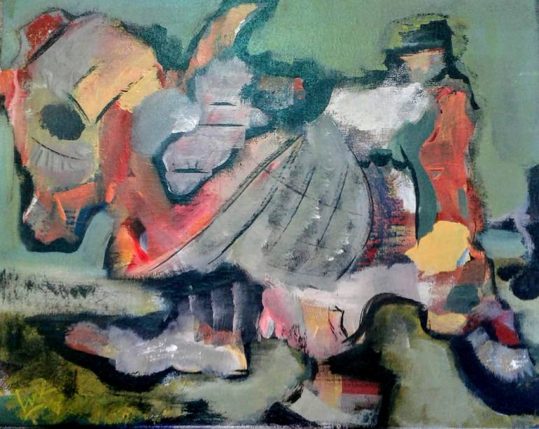 Struggling with (Trojan) workhorse Painting by Wil Van Rijn | Saatchi Art