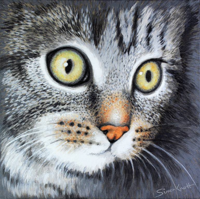 My Gigi A Cute Baby Kitten Painting by Simon Knott | Saatchi Art