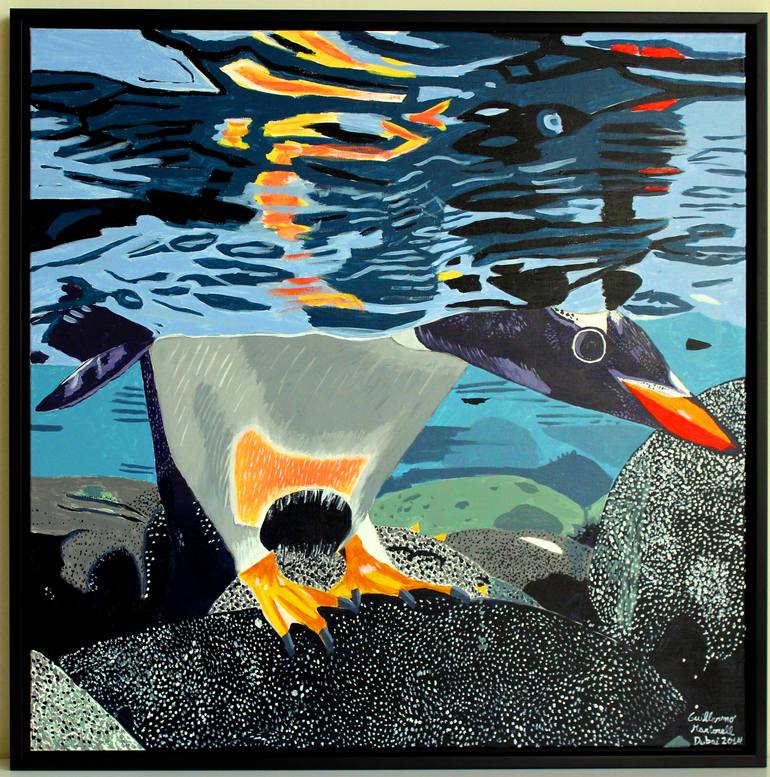 The Penguin Painting by Guille Marto | Saatchi Art