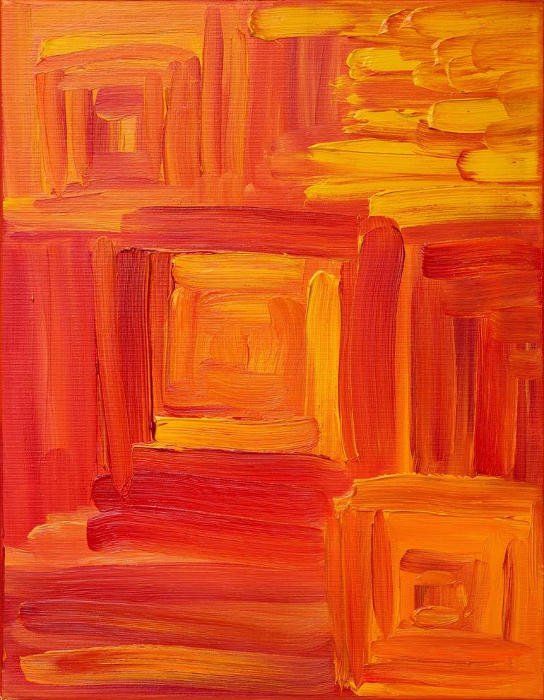 Orange Squares Painting by Nataliia Sydorova | Saatchi Art
