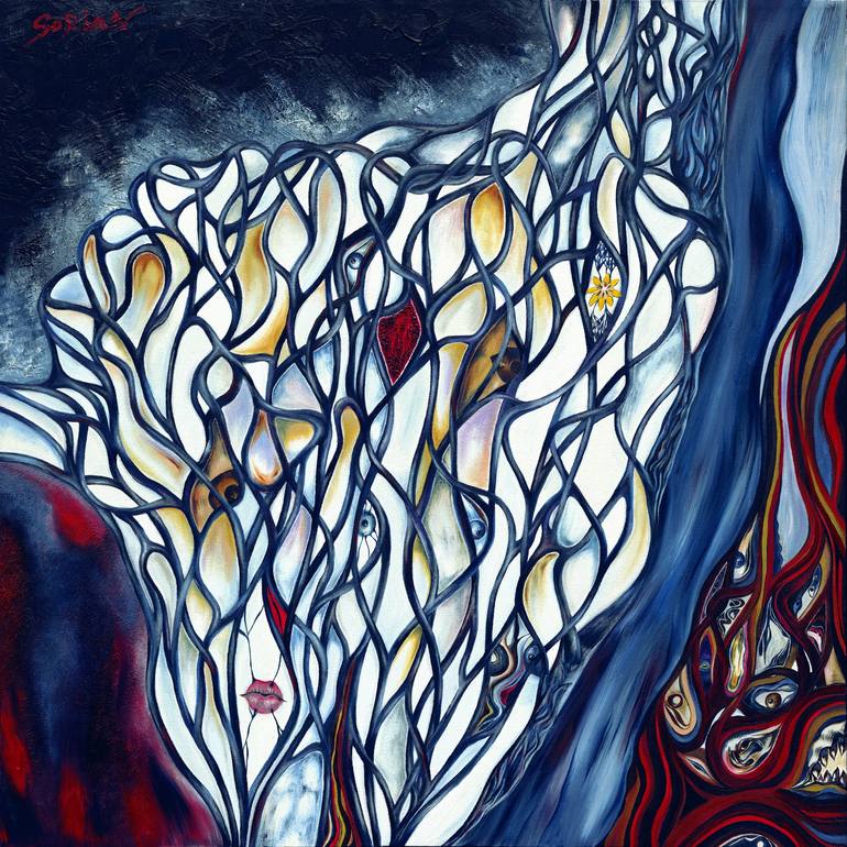 Conundrum with three graces in the presence of their demon Painting by ...