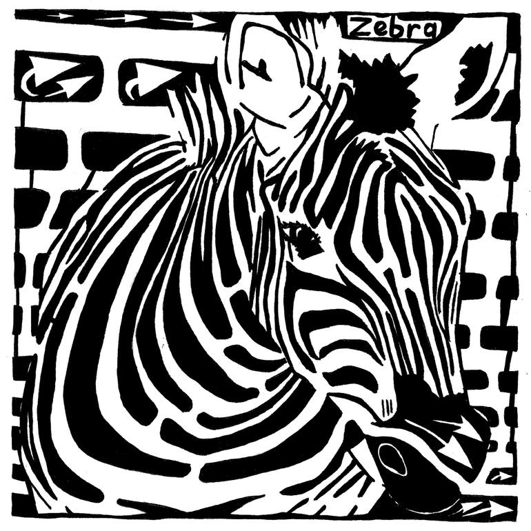 Zebra Maze Drawing by Yonatan Frimer | Saatchi Art
