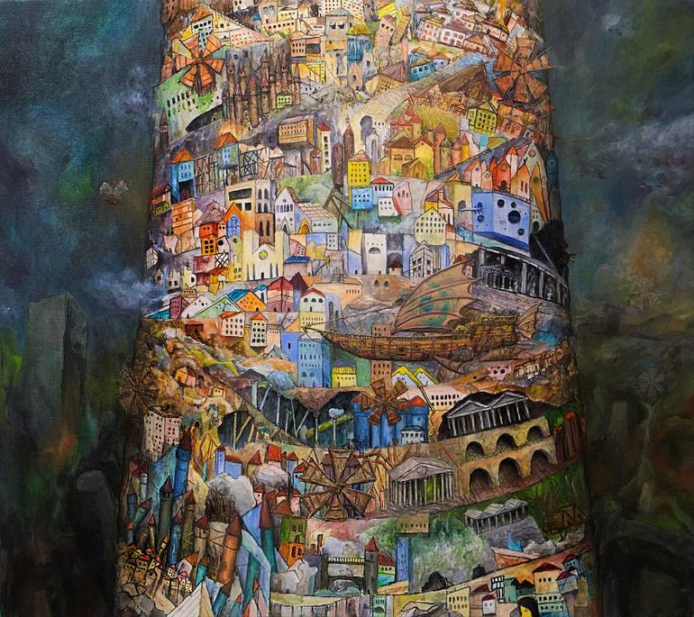 Endless tower Painting by Artem Trubachov | Saatchi Art
