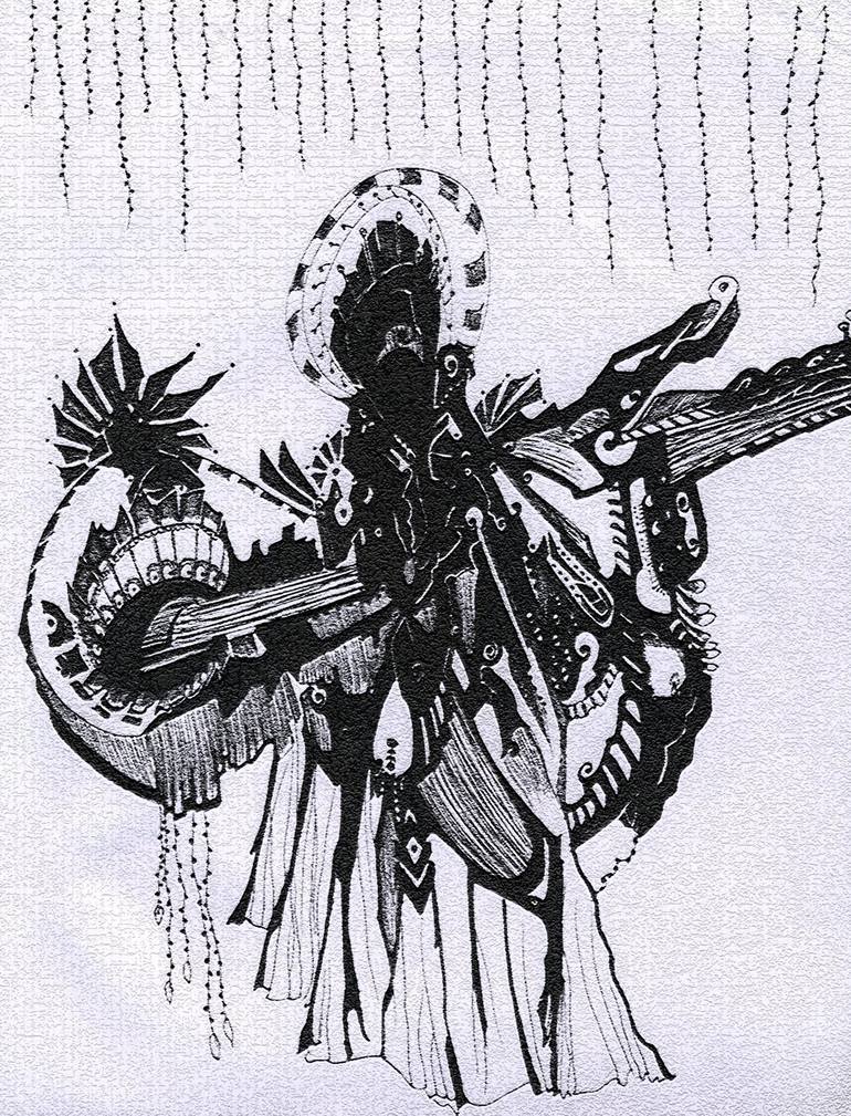 Sitar Goddess Drawing by Himmat Matour | Saatchi Art
