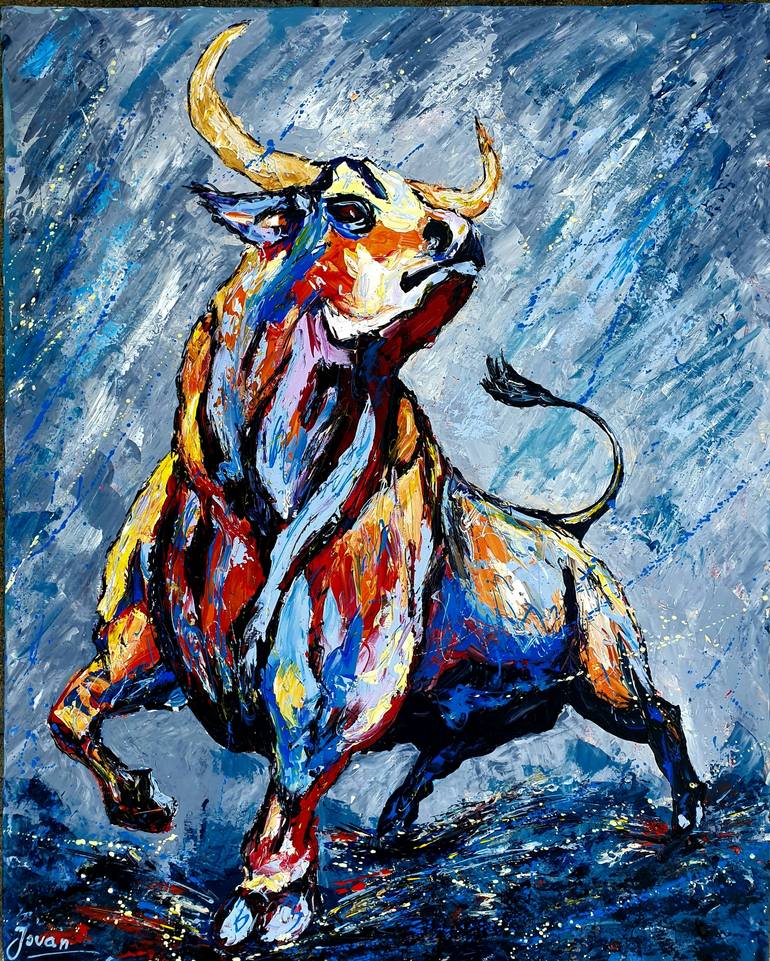 Bull Proud Johnny Painting by Jovan Srijemac | Saatchi Art