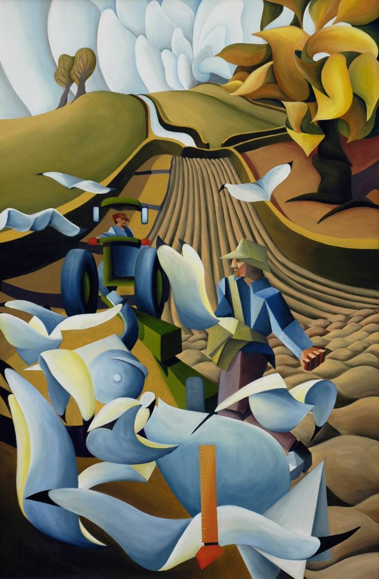 Winter Barley Painting by Malcolm Tait | Saatchi Art