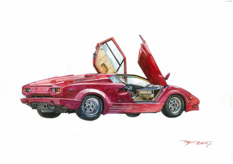 Countach, watercolor. Painting by Dima Dorogostajskii | Saatchi Art