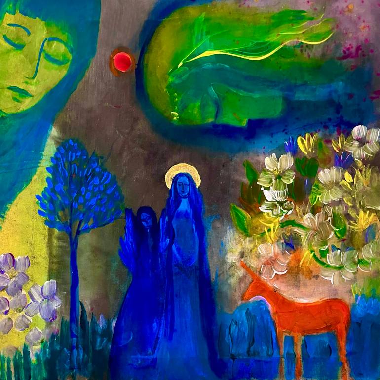 Angels at Night Painting by Alice Lenkiewicz | Saatchi Art