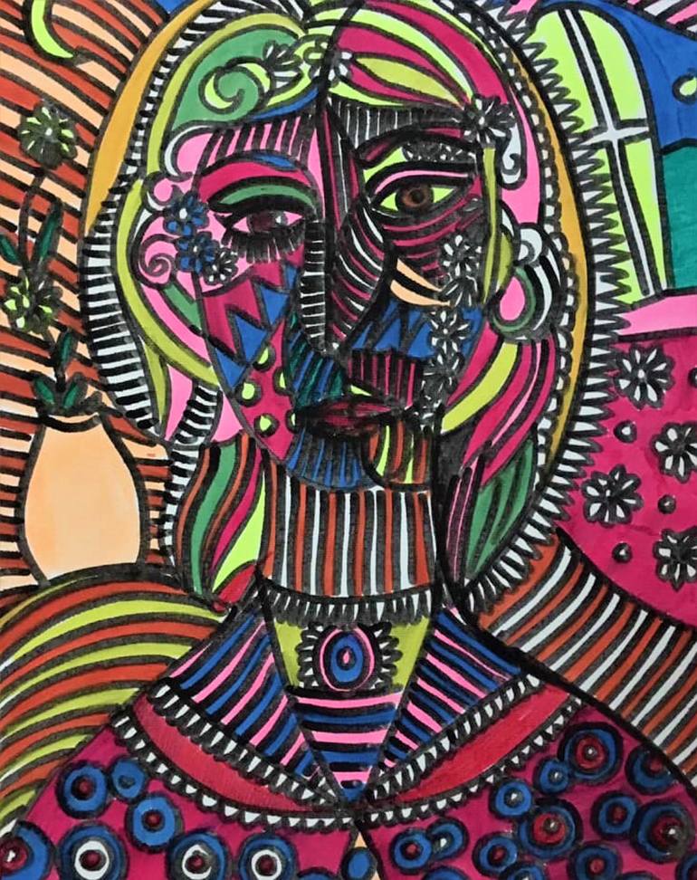 Woman and the moon Drawing by Alice Lenkiewicz | Saatchi Art