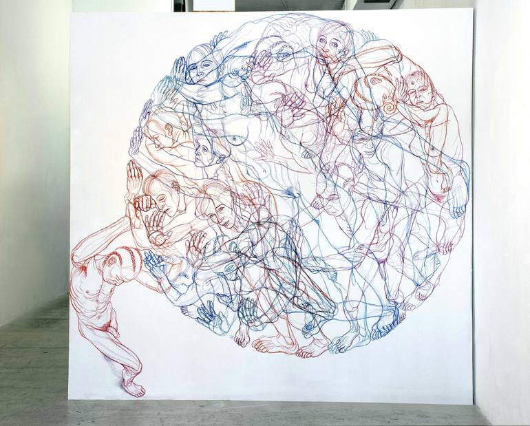 Push and Shove Drawing by Sol Kjøk | Saatchi Art