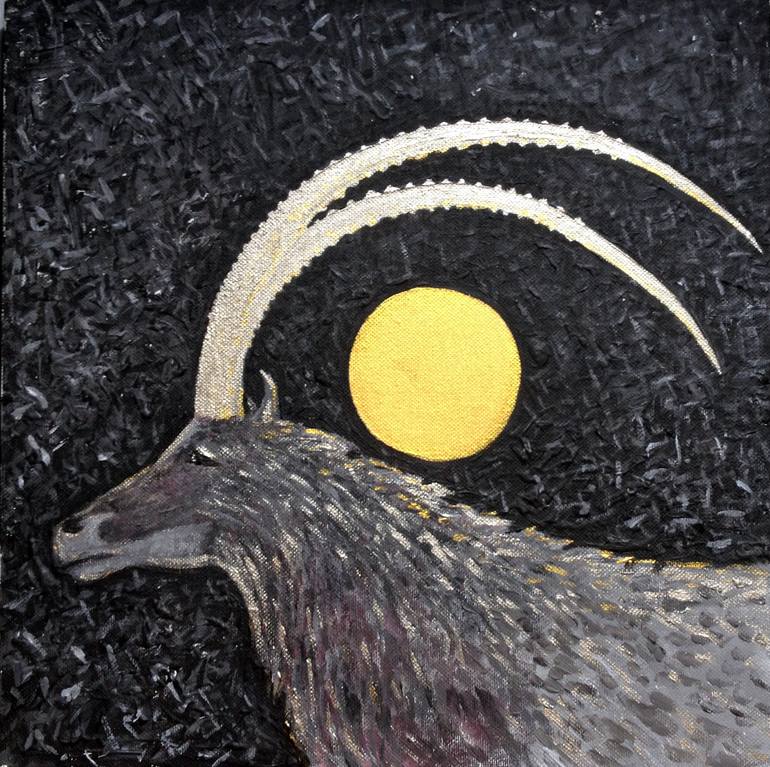 Sable antelope in Full Moon Painting by Nir Vena | Saatchi Art