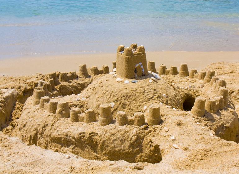 Sandy castle on sea beach Photography by Irina Afonskaya | Saatchi Art