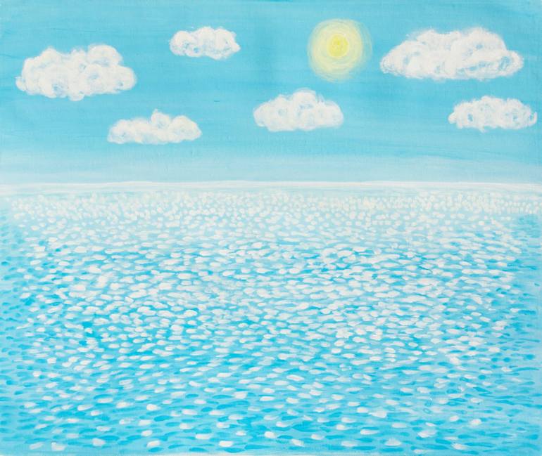 White reflections of sunlight on sea water Painting by Irina Afonskaya ...