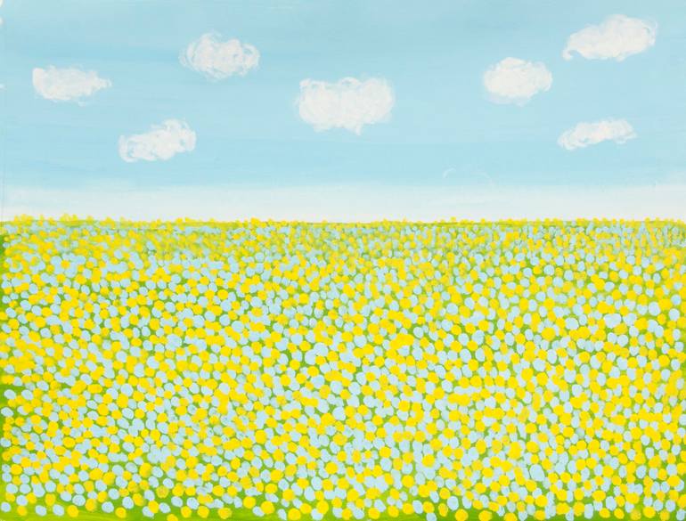 Spring meadow with yellow and blue flowers Painting by Irina Afonskaya ...