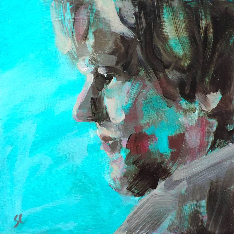 The Musician - Male Head Study- FRAMED Painting by Sheila Chapman ...