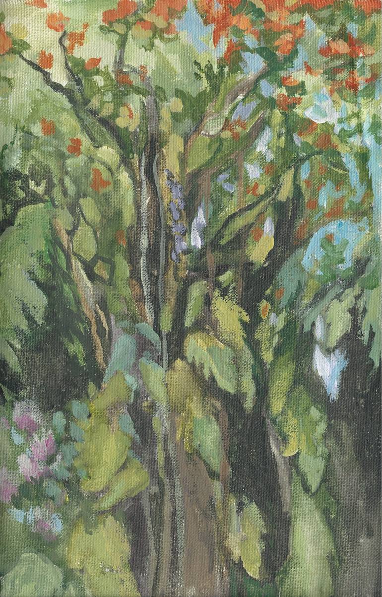 African Tulip Trees Painting by Derys Lyttle | Saatchi Art