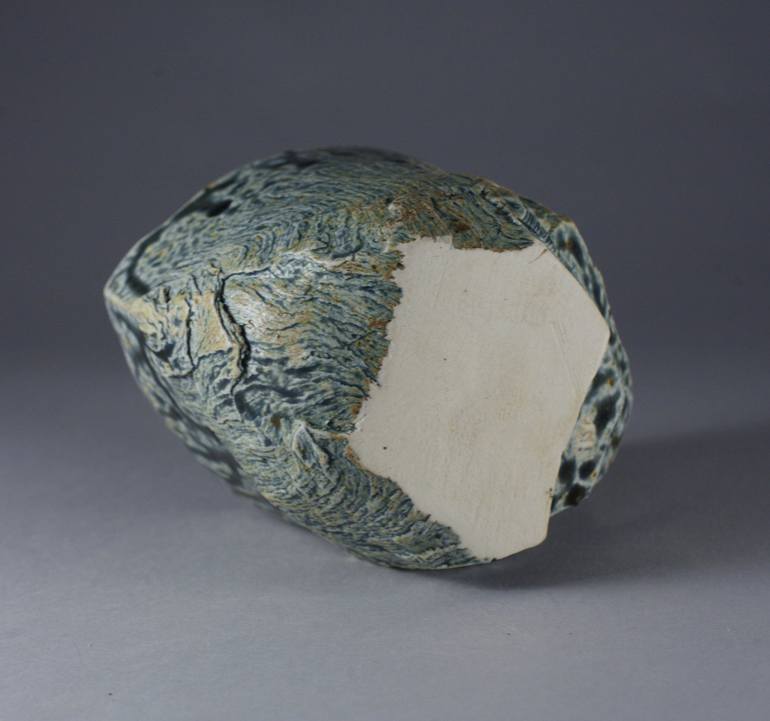 Ash Glazed Yunomi, Wood Fired Blue and White Coffee Cup Sculpture by ...