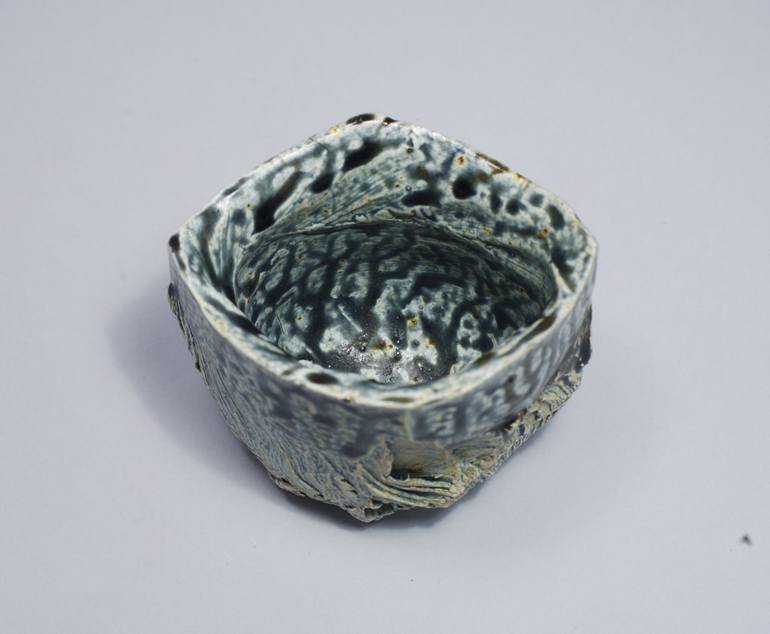 Ash Glazed Yunomi, Wood Fired Blue and White Coffee Cup Sculpture by ...