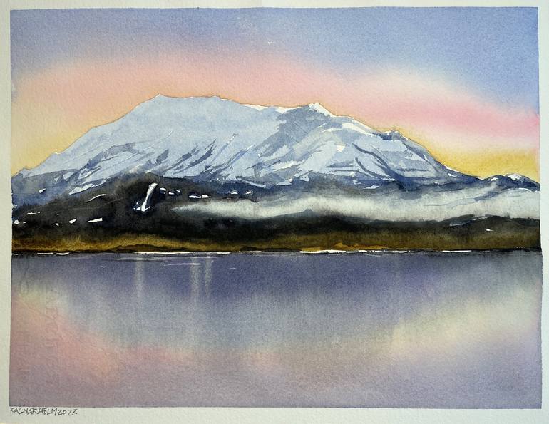 Hekla Volcano Painting by Ragnar Hólm | Saatchi Art