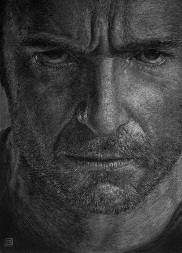 hugh jackman portrait Drawing by HALLER VINCENT | Saatchi Art