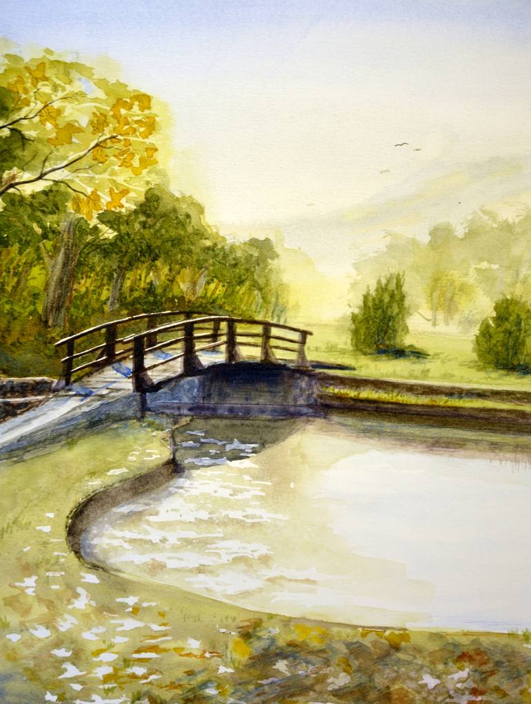 Afternoon bridge, Belgrade, Serbia original watercolor painting ...