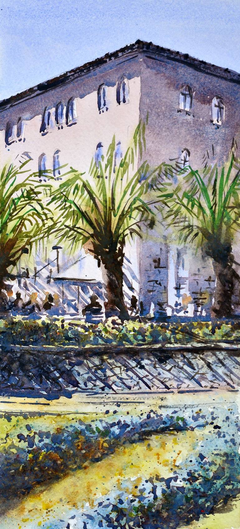 Sun and colors Caffé Wagner Opatija Croatia 17x36 cm 2022 Painting by ...