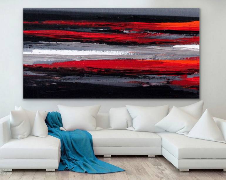 Track - 96x48 inches large framed abstract art Painting by Preethi ...