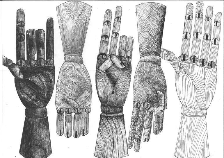Pen Hands Drawing by Harriet Luckup | Saatchi Art