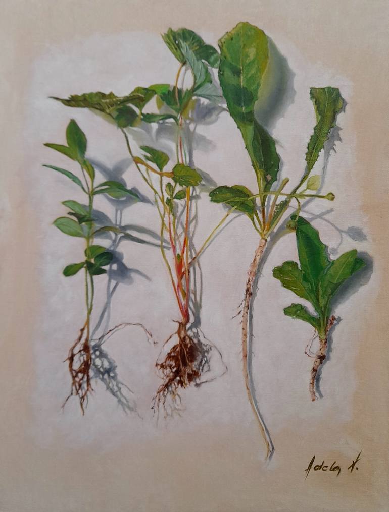 Weeds with roots Painting by Adela V | Saatchi Art