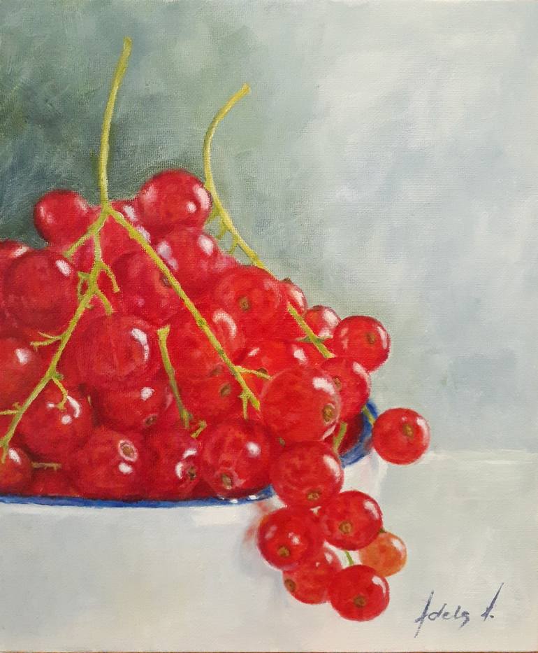 Bowl of red currants Painting by Adela V | Saatchi Art