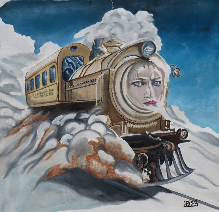 Snow Train 2 Painting by Attila Nagy | Saatchi Art