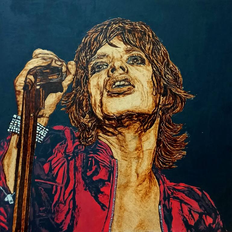 Mick Jagger Painting by Millis Pyrography | Saatchi Art