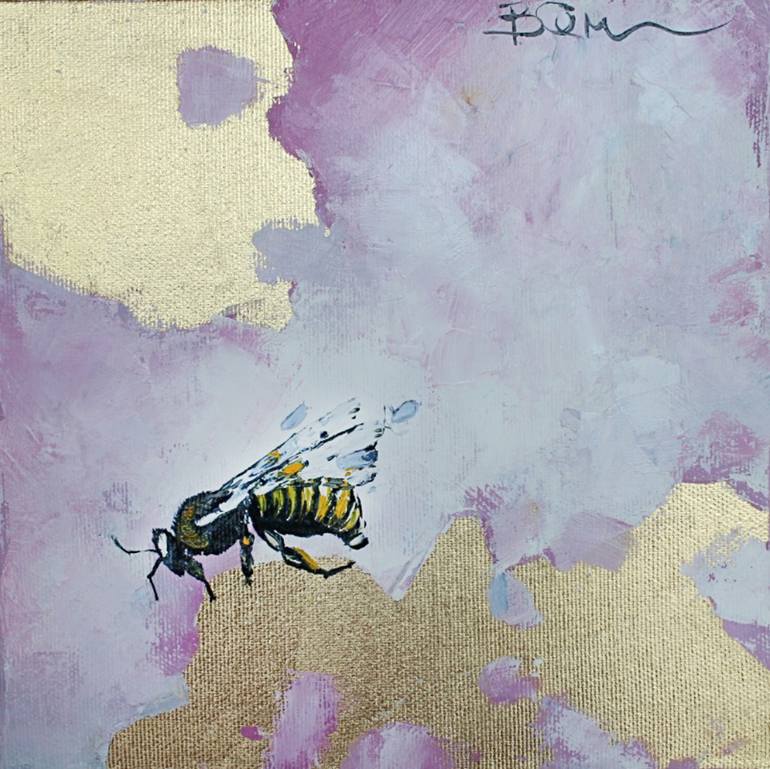 Honey bee, Gold leaf painting, Painting oil, Small original Handmade ...