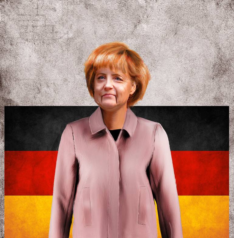 angela merkel Painting by Levent Sezgin | Saatchi Art
