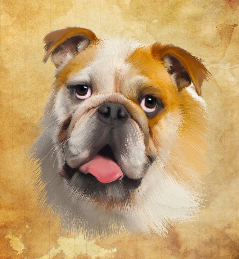 yellow dog Painting by Levent Sezgin | Saatchi Art