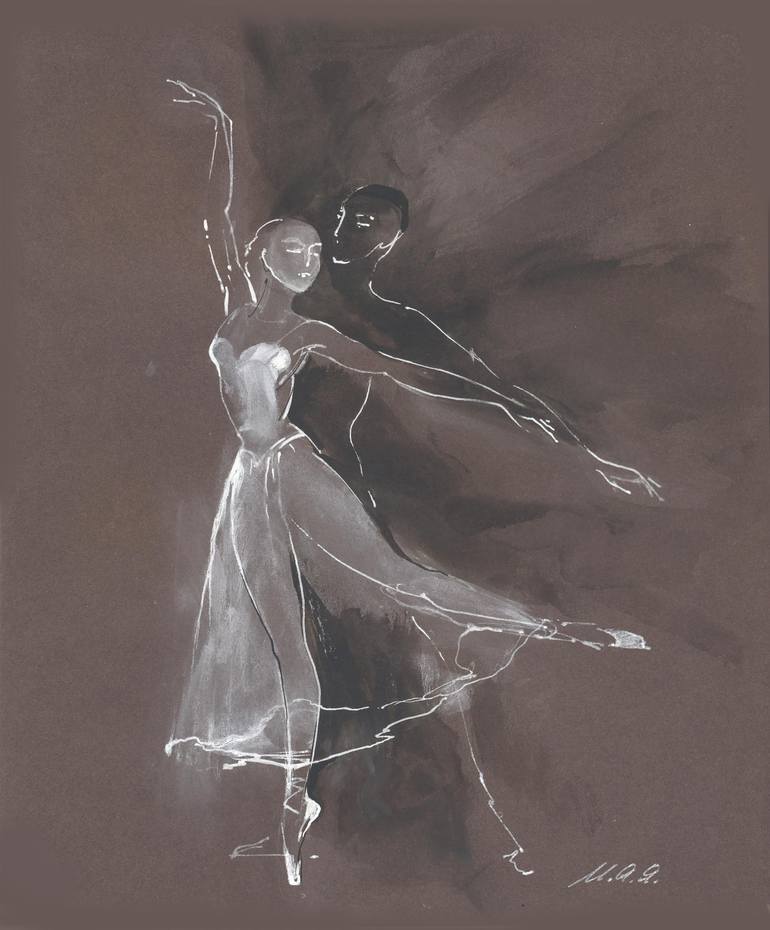 Ballet couple Nr 7 ( Plisetskaya & Liepa ) Drawing by MAIA IANUSCHEVICI ...
