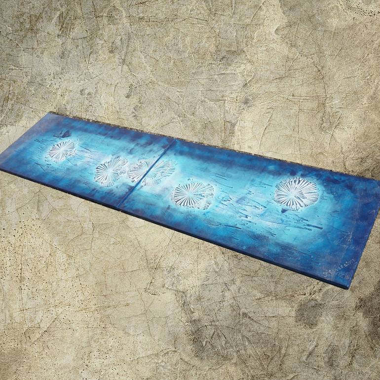 blue Vertical long painting decor original abstract art Large paintings ...