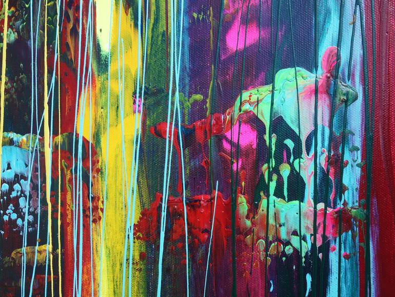 Abstract print D06057 colorful black neon rainbow abstract painting by ...