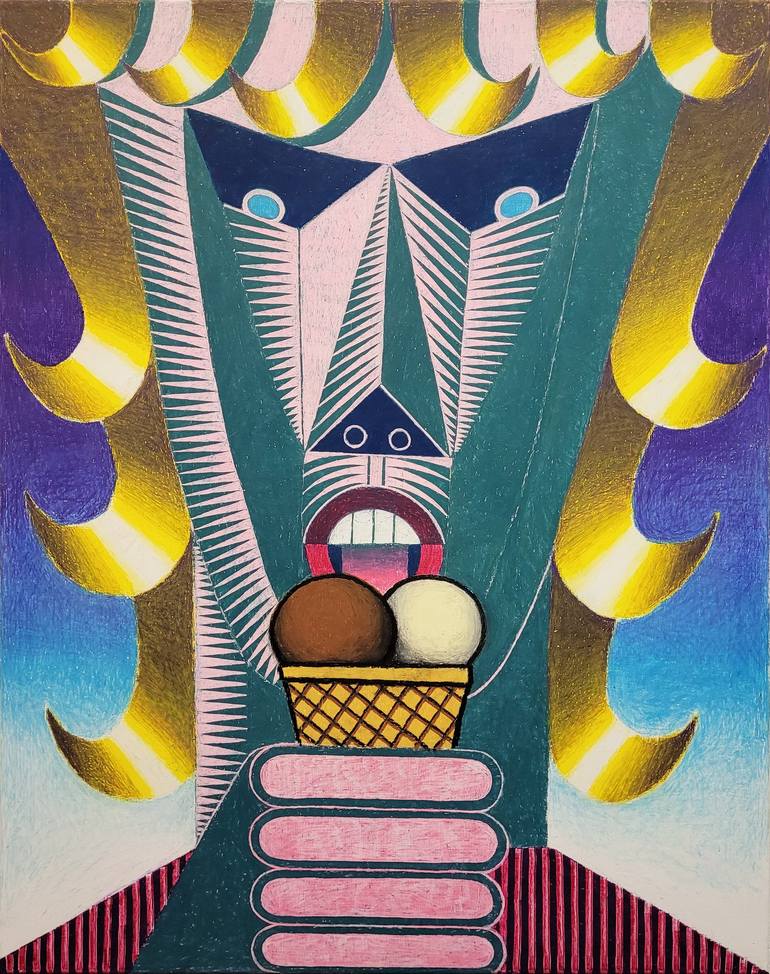 Ice cream licking Painting by Juergen Grewe | Saatchi Art